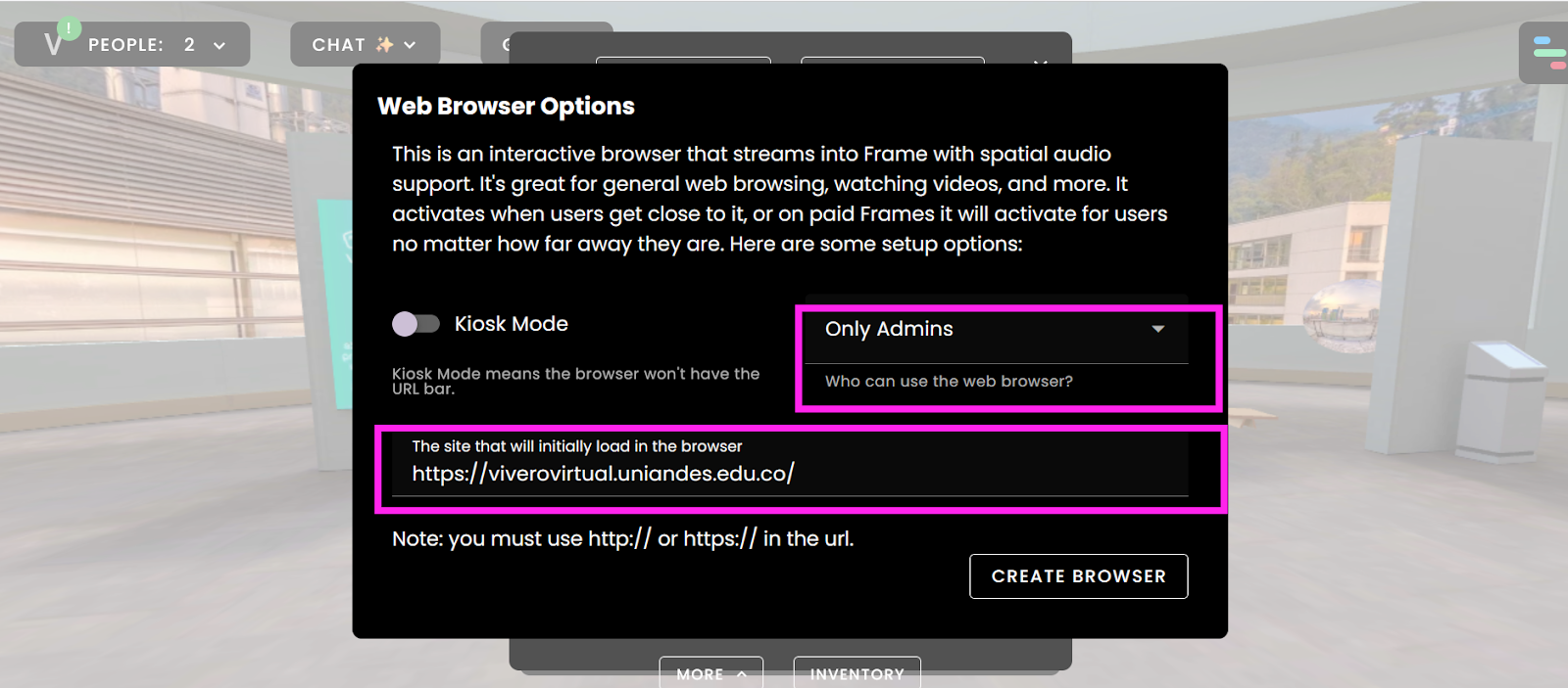 Cómo agregar interacciones predefinidas en FrameVR