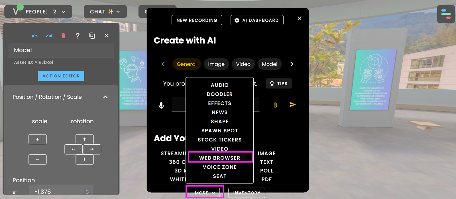 Cómo agregar interacciones predefinidas en FrameVR